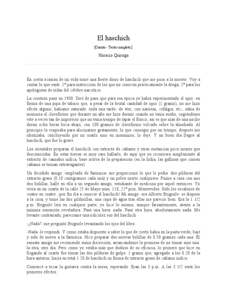 El Haschich de Horacio Quiroga | PDF