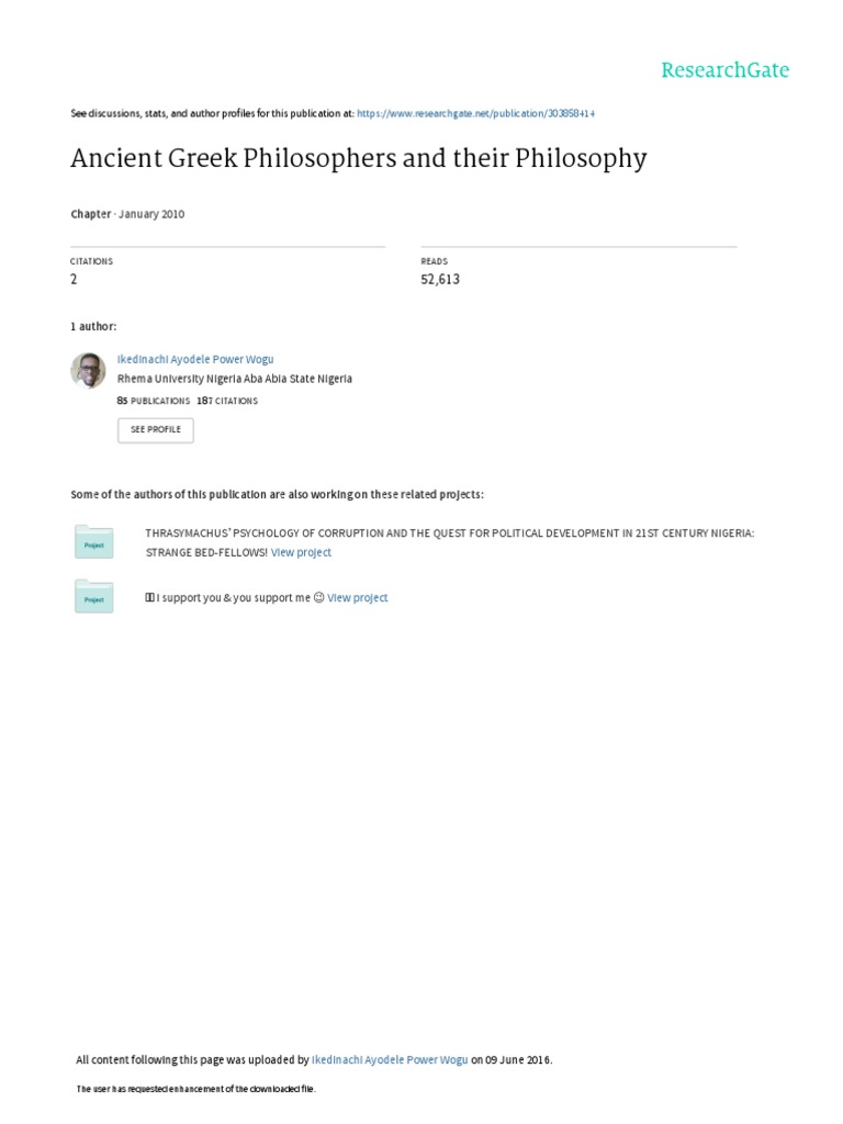 Ancient Greek Philosophers Their Philosophy | PDF