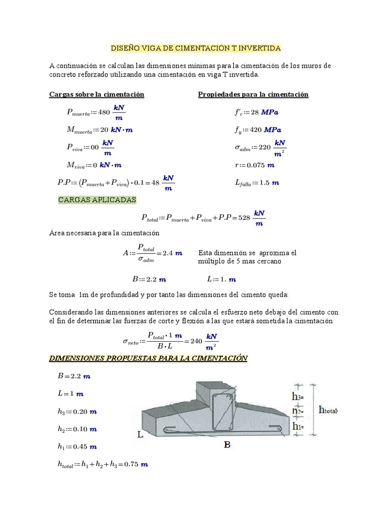 Diseño de Cimentación con Viga T Invertida | PDF | Viga (Estructura ...