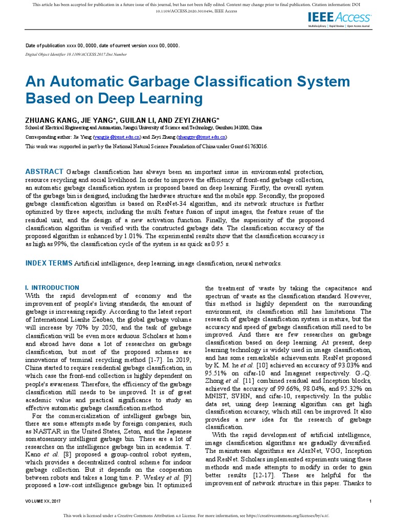 An Automatic Garbage Classification System Pdf Deep Learning