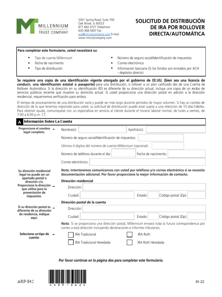 Spanish ARP IRA Distribution Request Form | PDF