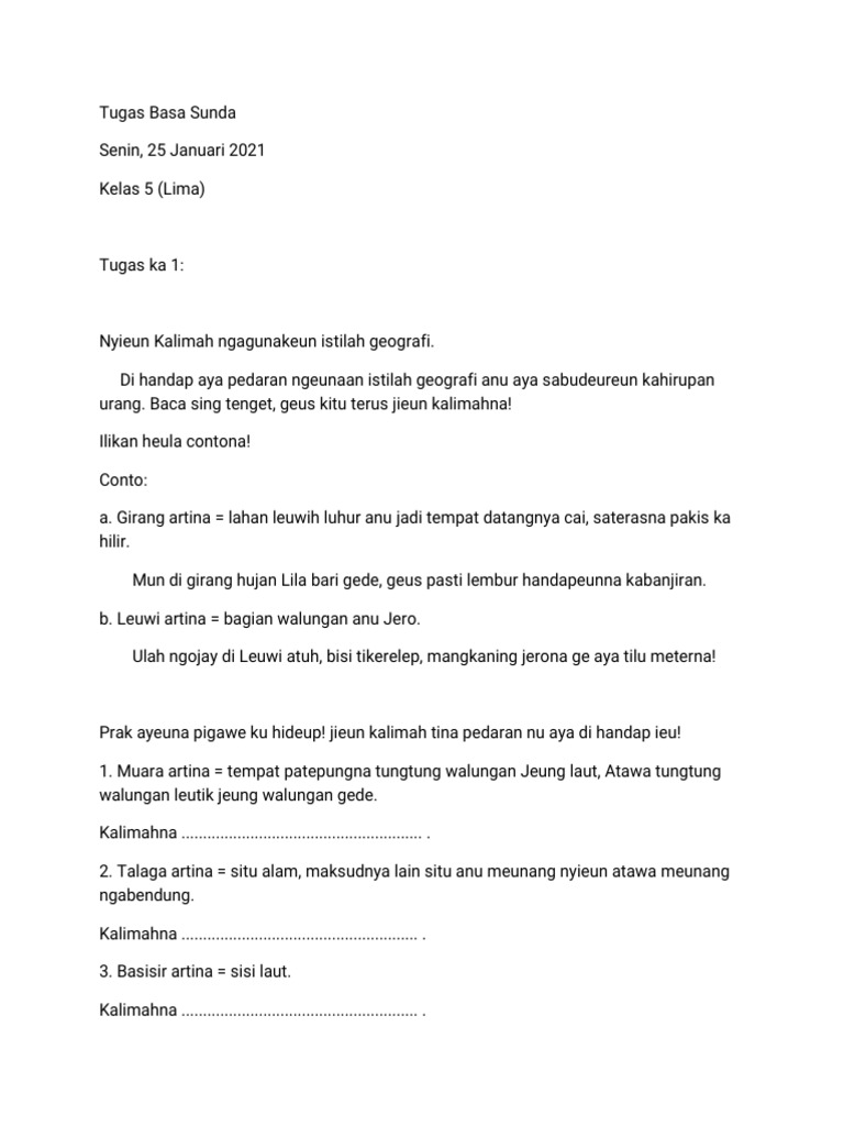 Tugas Basa Sunda Kls 5 | PDF