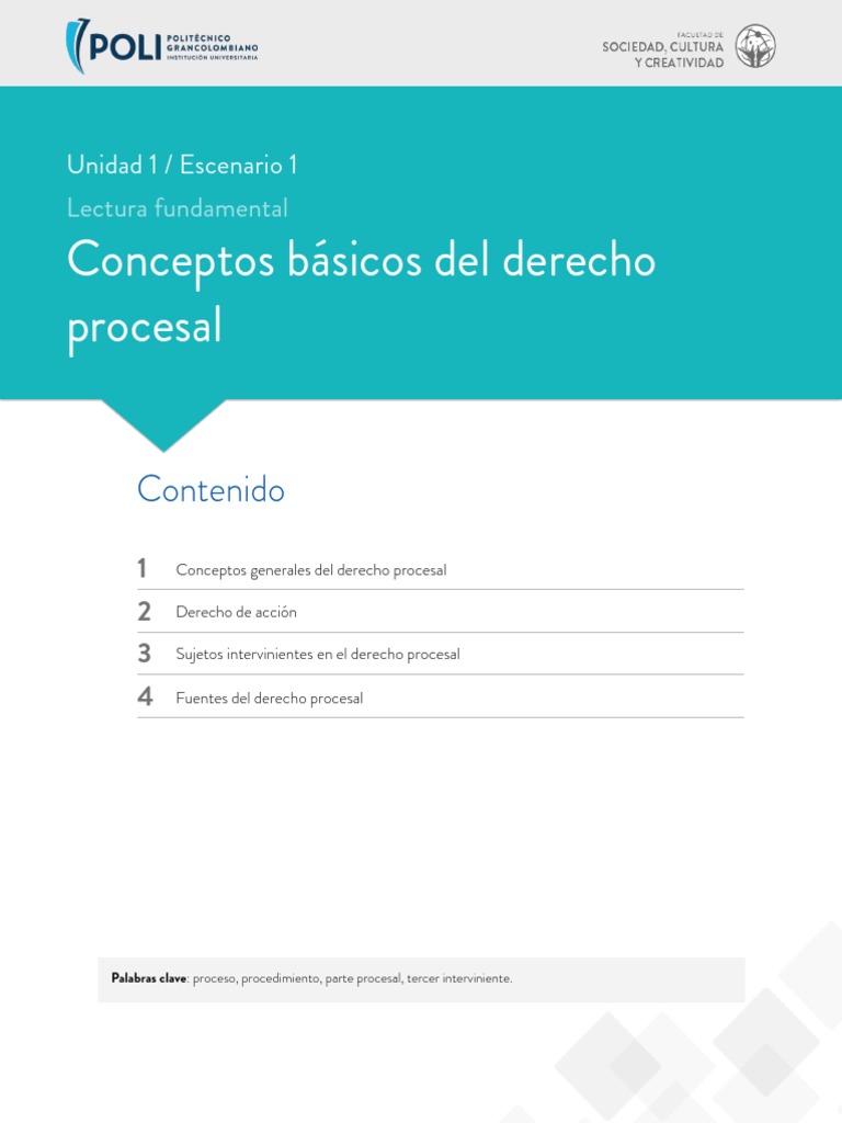 Unidad 1 Escenario 1 Conceptos Basicos Del Derecho Procesal | Descargar gratis PDF | Ley ...
