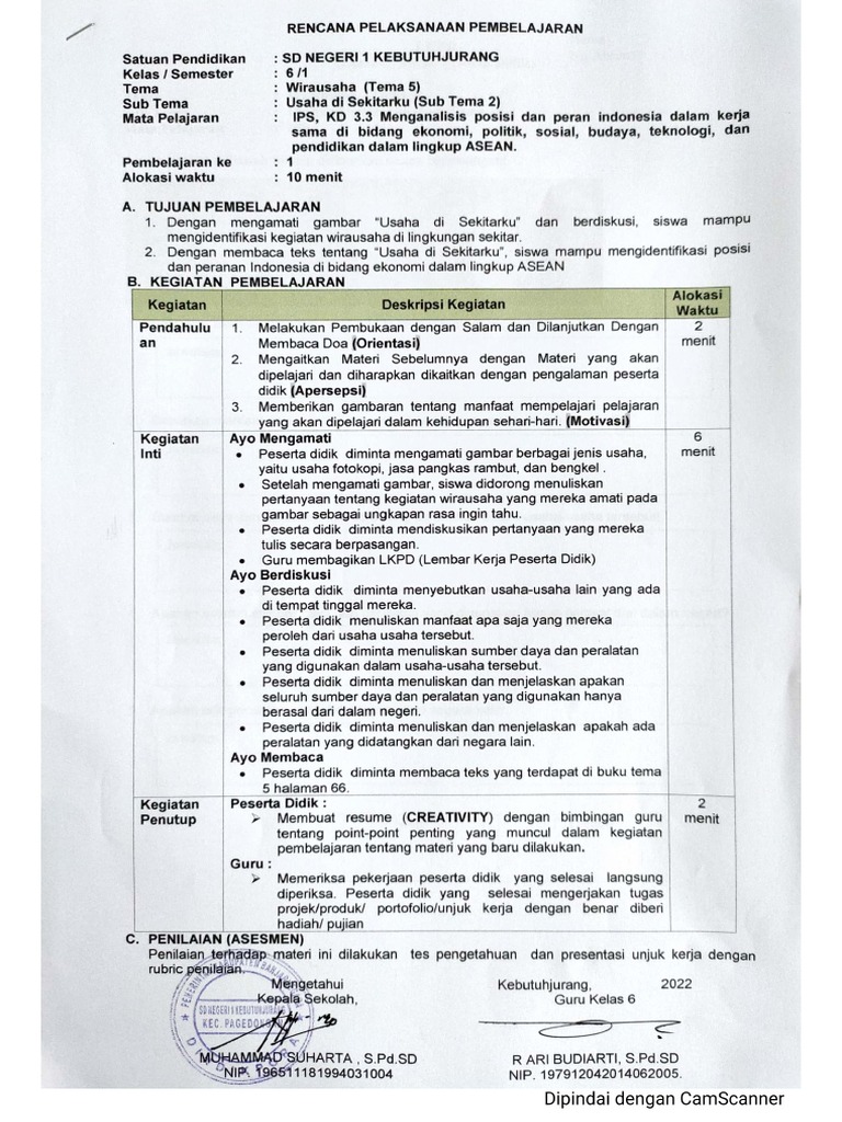 RPP Ips Kelas 6 Tema 5 Subtema 2 Pembelajaran 1 | PDF