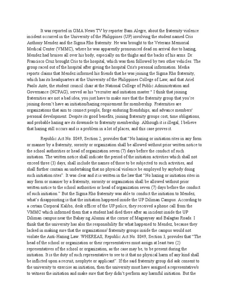 Ethics Reaction Paper | PDF | Fraternities And Sororities | Justice