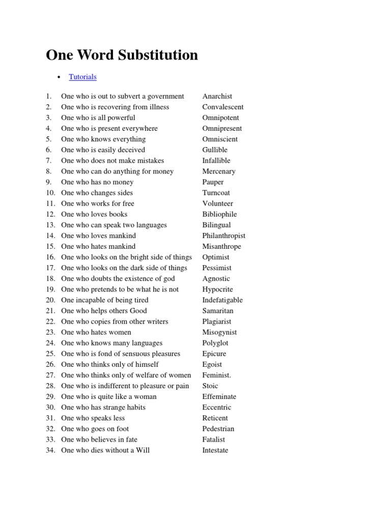 One Word Substitution | PDF | Polygamy | Religion And Belief