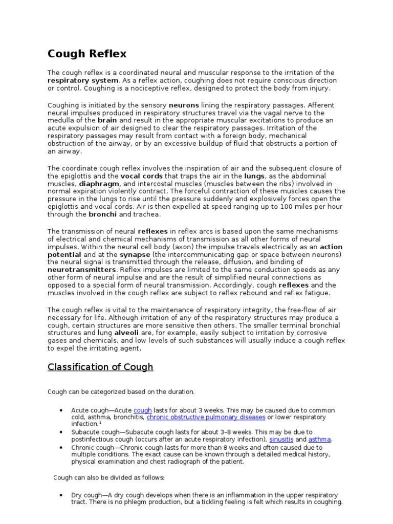 Cough Reflex | PDF | Cough | Respiratory System
