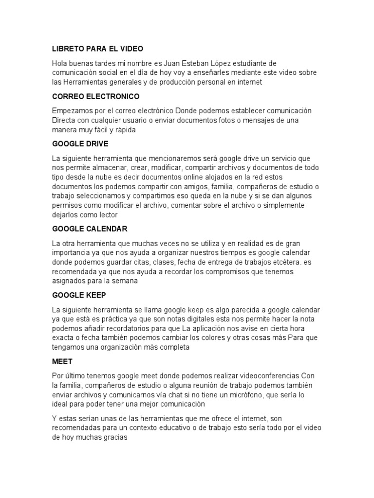 Libreto para El Video | PDF