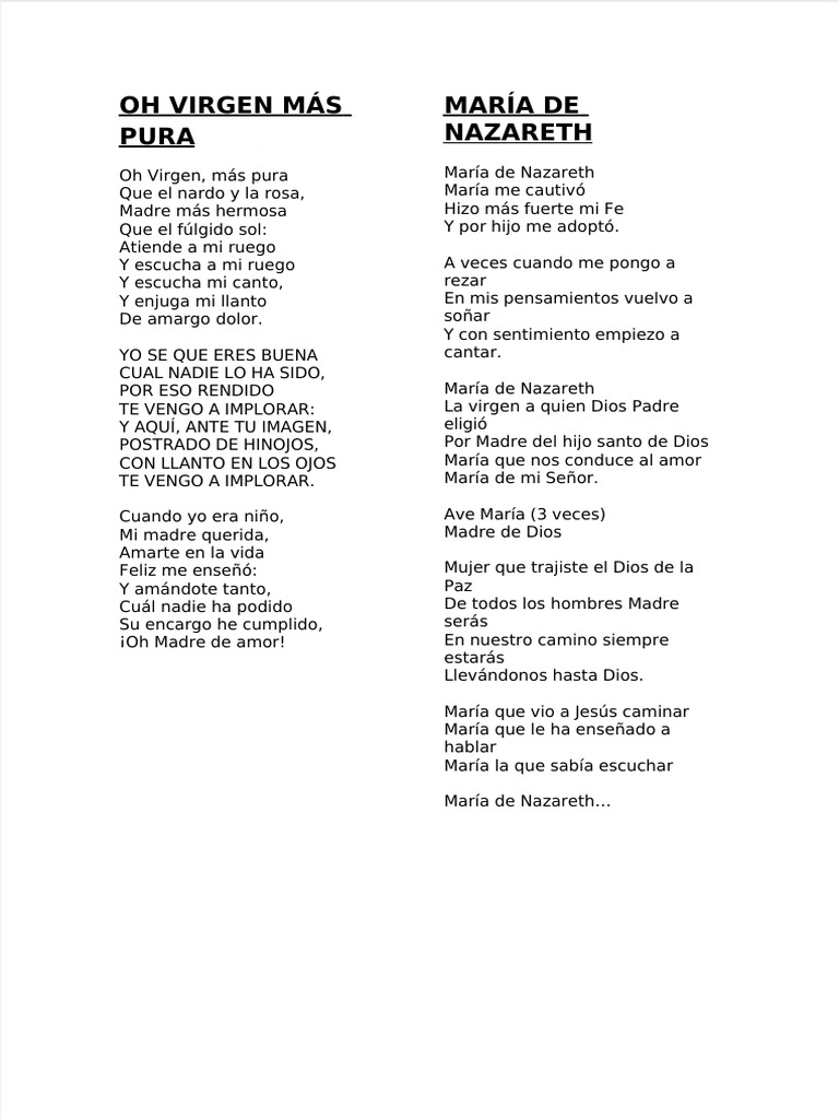 Cantos Marianos | PDF | María, madre de Jesús | Amor