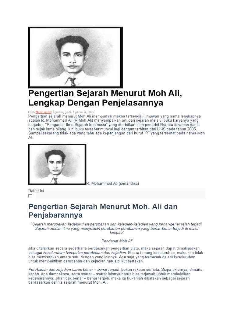 Pengertian Sejarah Menurut R. Moh Ali | PDF