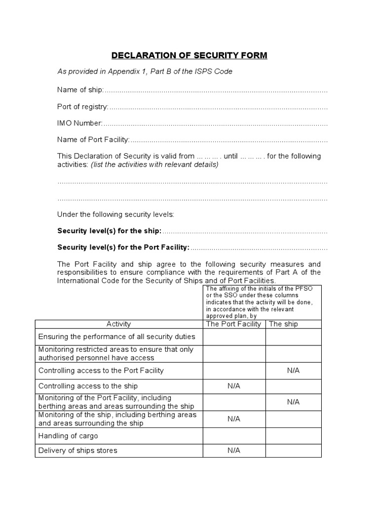 DOS Declaration of Security English | PDF