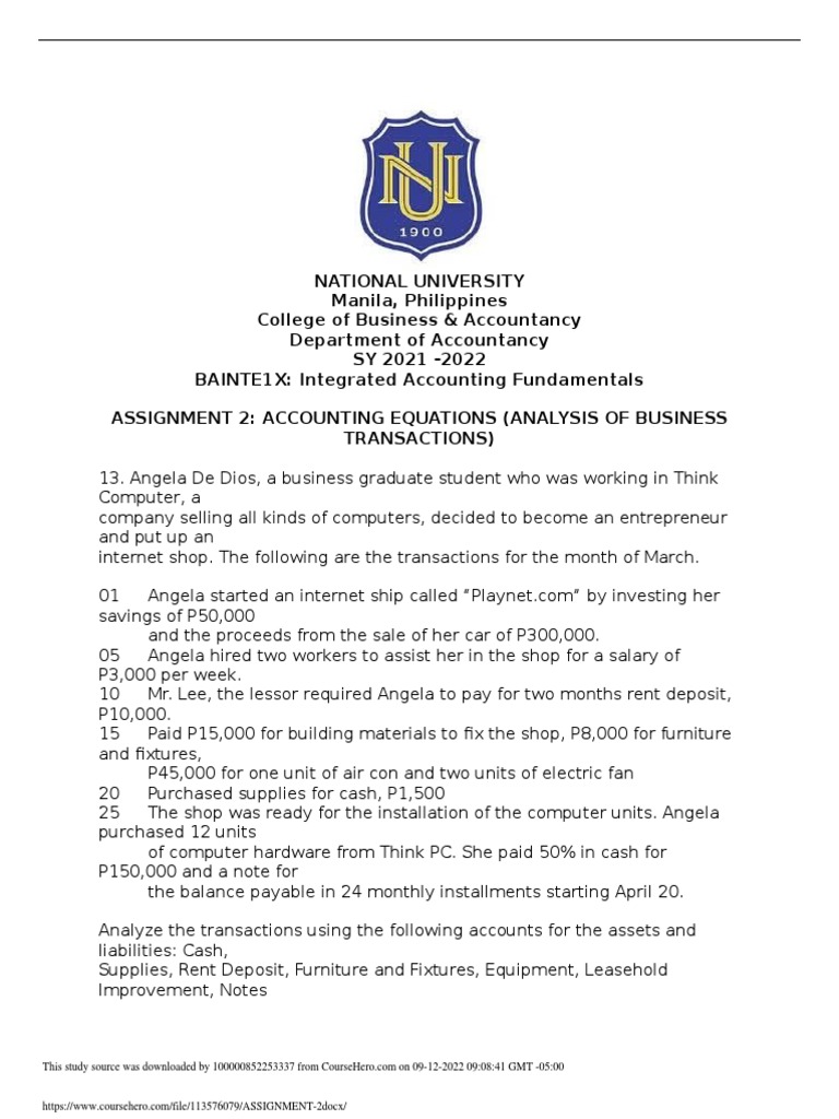 Assignment 2 | PDF | Balance Sheet | Corporations