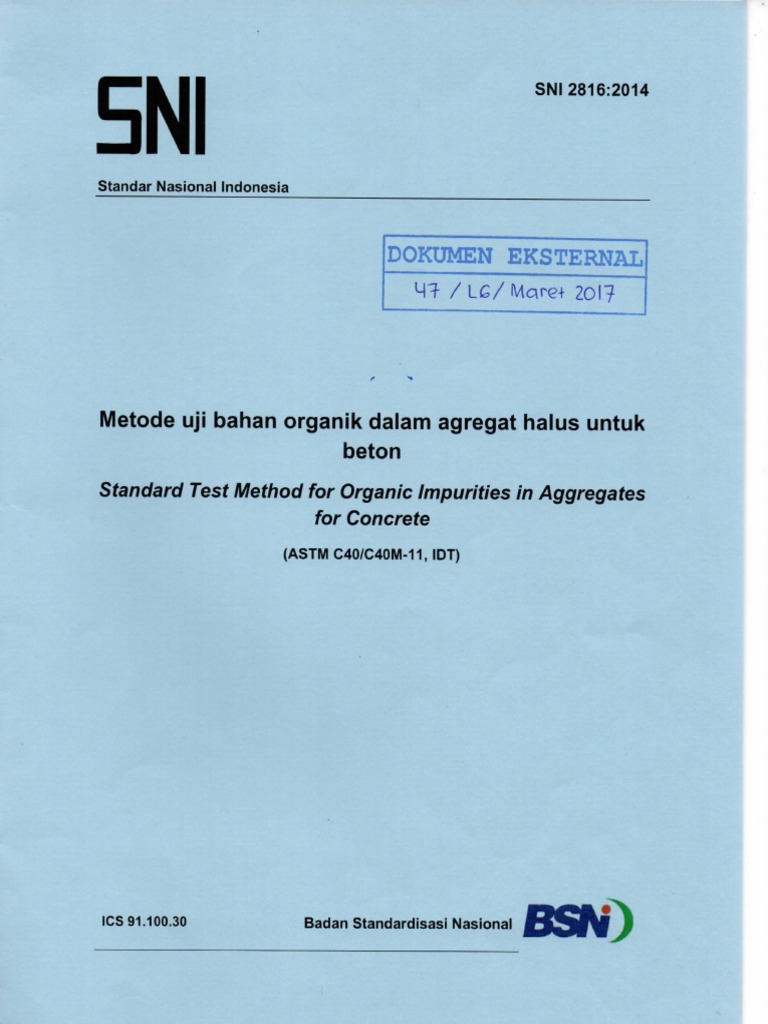 SNI 2816 - 2014 Metoda Uji Bahan Organik | PDF