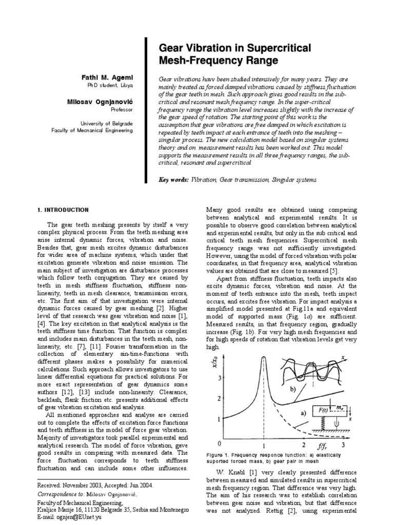 Gear Mesh Frequency | PDF | Gear | Resonance