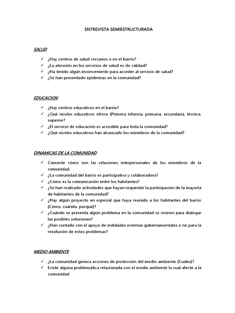 Entrevista Semiestructurada | PDF