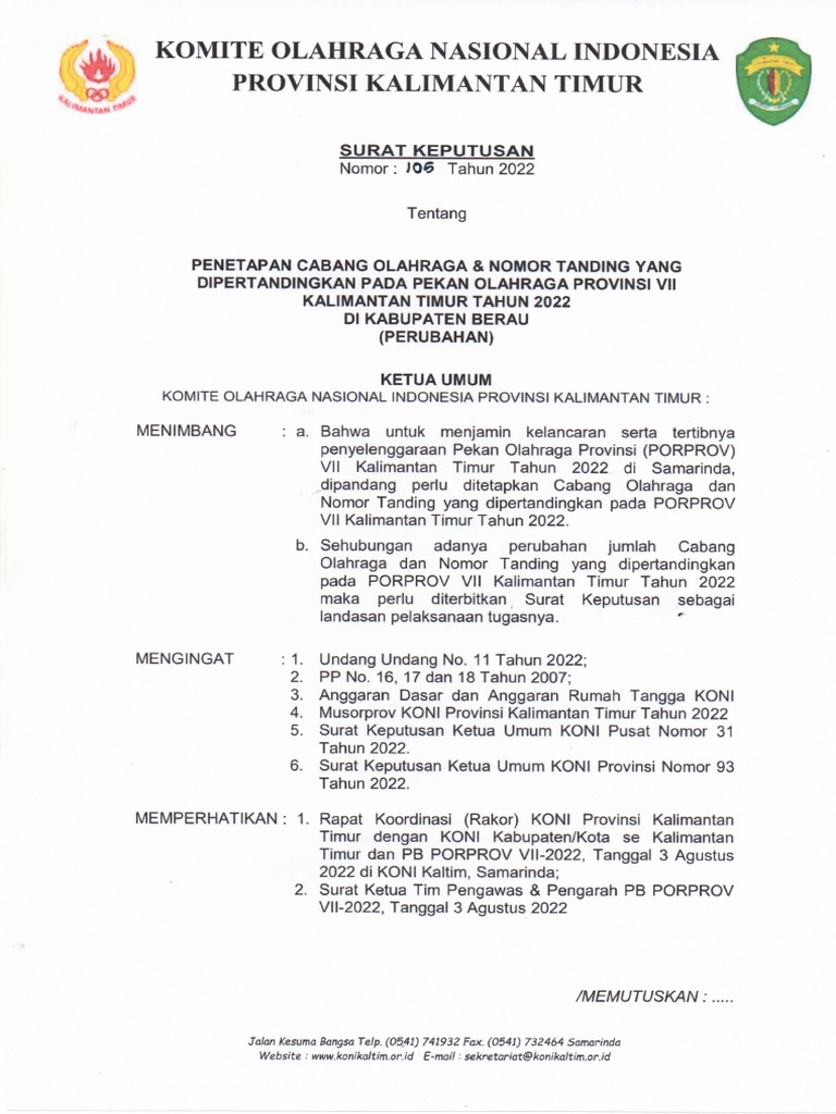 SK.105 PORPROV 2022 (5 Agsutus 2022) | PDF