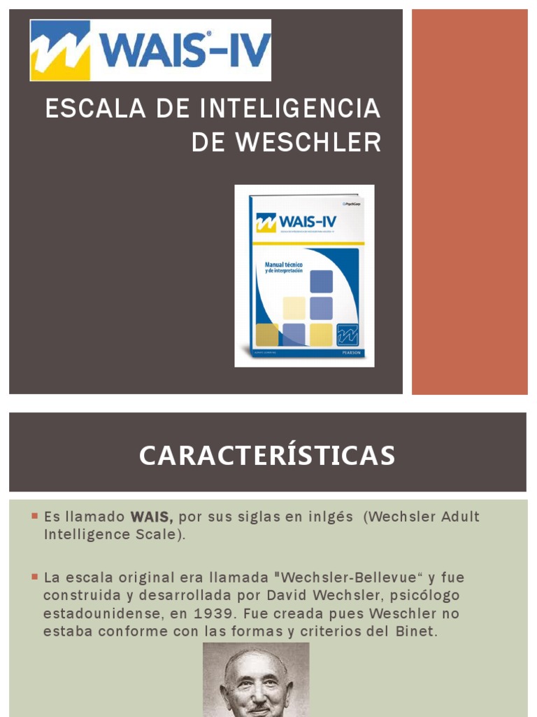 Presentacion WAIS IV | PDF | Escala de inteligencia para adultos de ...