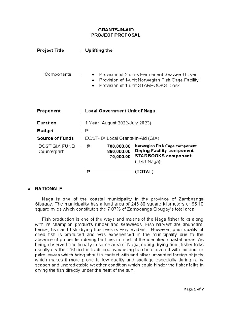 Naga LGU Fish Farming Project Proposal | PDF