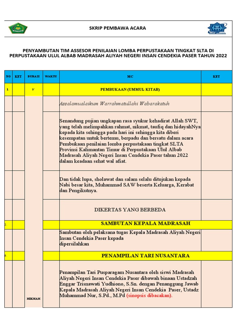 Skrip MC Lomba Perpus | PDF