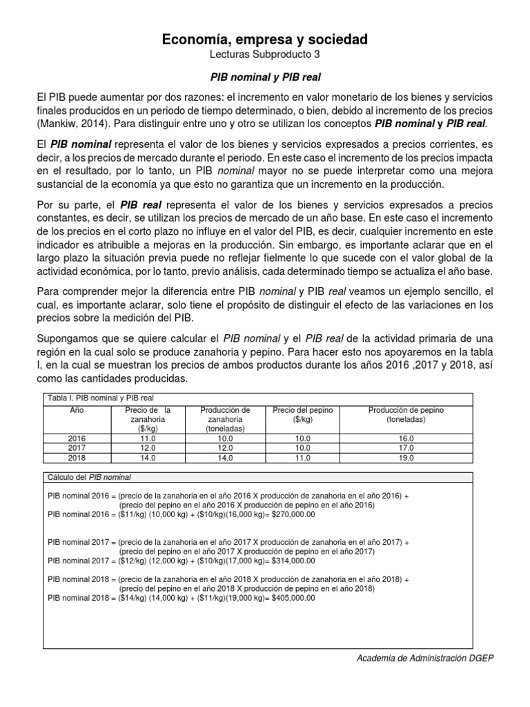 PIB Nominal y PIB Real | PDF | Producto Interno Bruto | Precios
