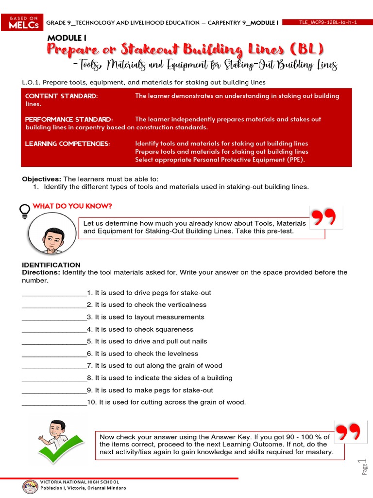 LESSON 4 - Tools, Materials and Equipment For Staking-Out With Work ...