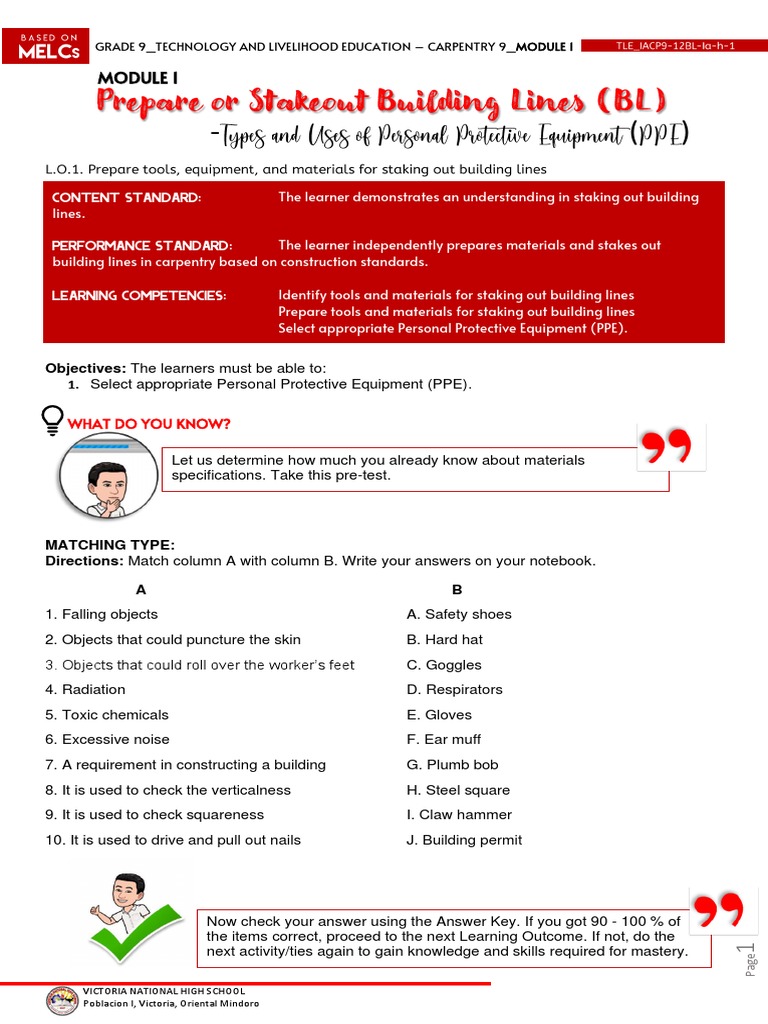 LESSON 5 - Types and Uses of Personal Protective Equipment With Work ...