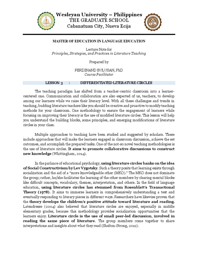 Differentiated Literature Circles for Improving Literacy | PDF ...