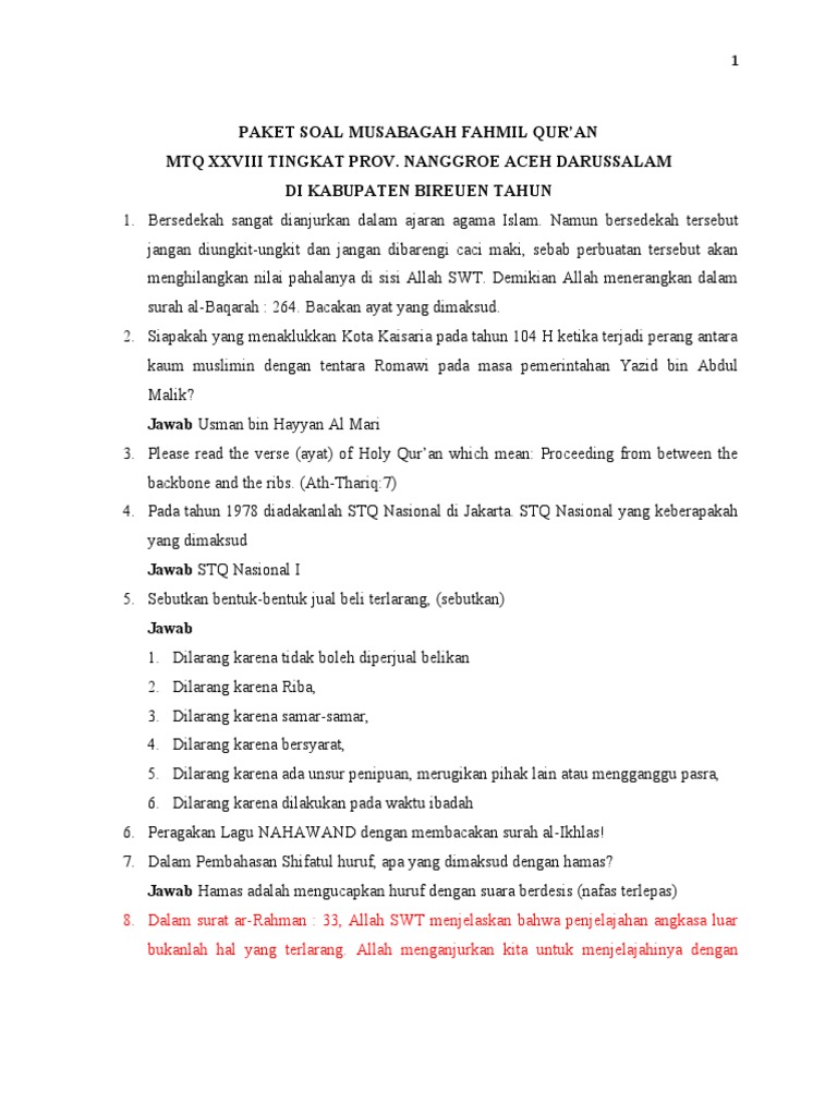 Kumpulan Soal MFQ | PDF