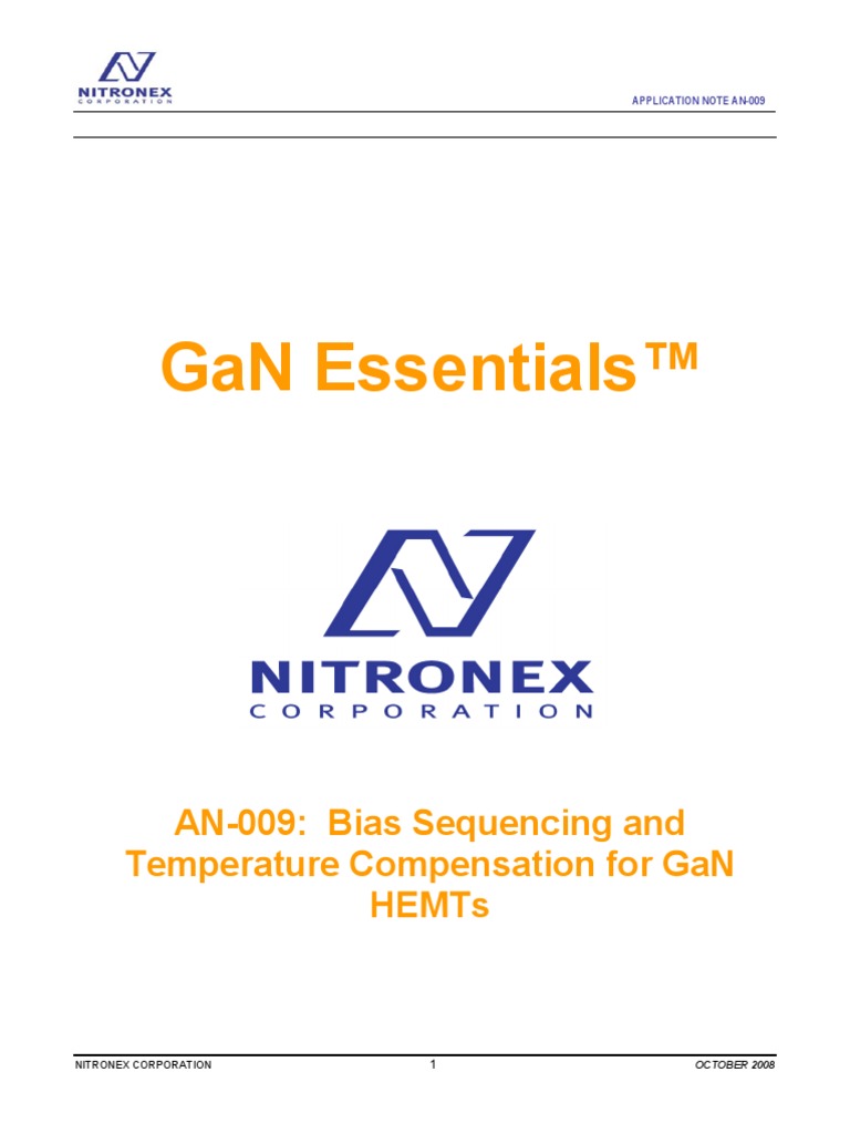Nitronex An9 | PDF | Operational Amplifier | Field Effect Transistor Nitronex An9 | PDF | Operational Amplifier | Field Effect Transistor