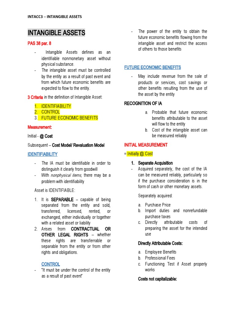 REVIEWER Intangible Assets | PDF | Intangible Asset | Goodwill (Accounting) REVIEWER Intangible Assets | PDF | Intangible Asset | Goodwill (Accounting)