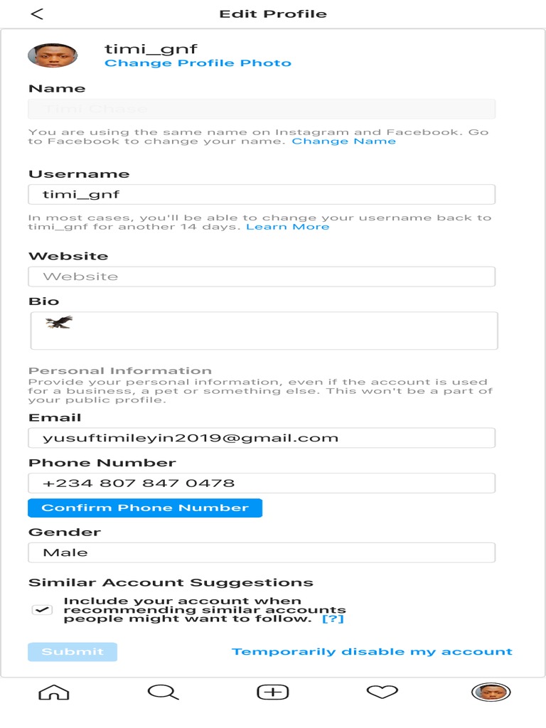 Edit Profile - Instagram | PDF