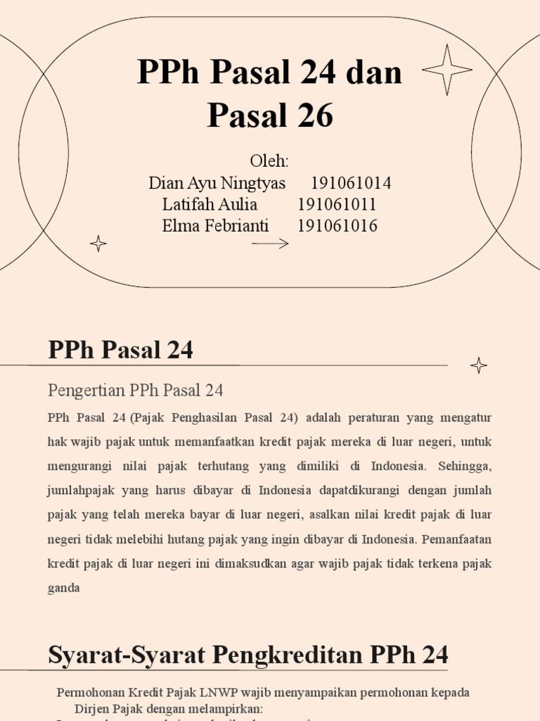 PPh Pasal 24 dan 26: Pengertian dan Tarif | PDF