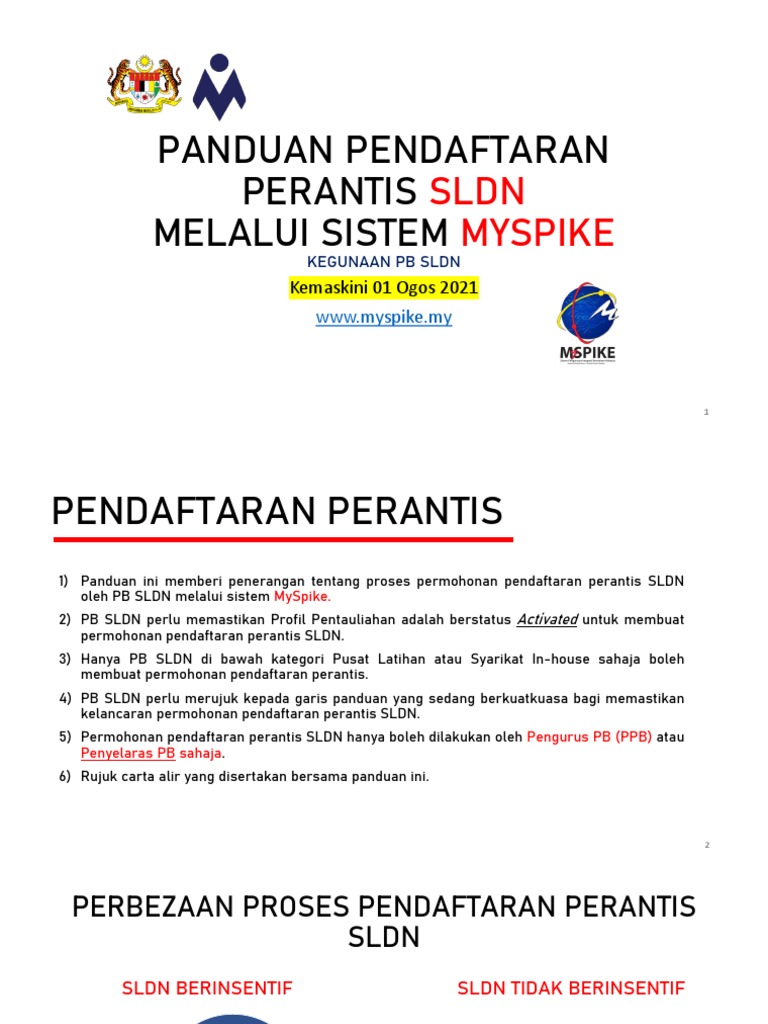 PANDUAN PENDAFTARAN PERANTIS SLDN MELALUI SISTEM MYSPIKE (KEGUNAAN PB ...