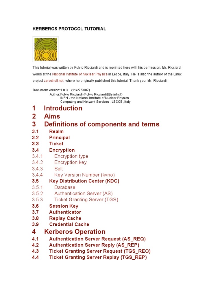 Kerberos Protocol Tutorial | PDF | Password | Key (Cryptography)
