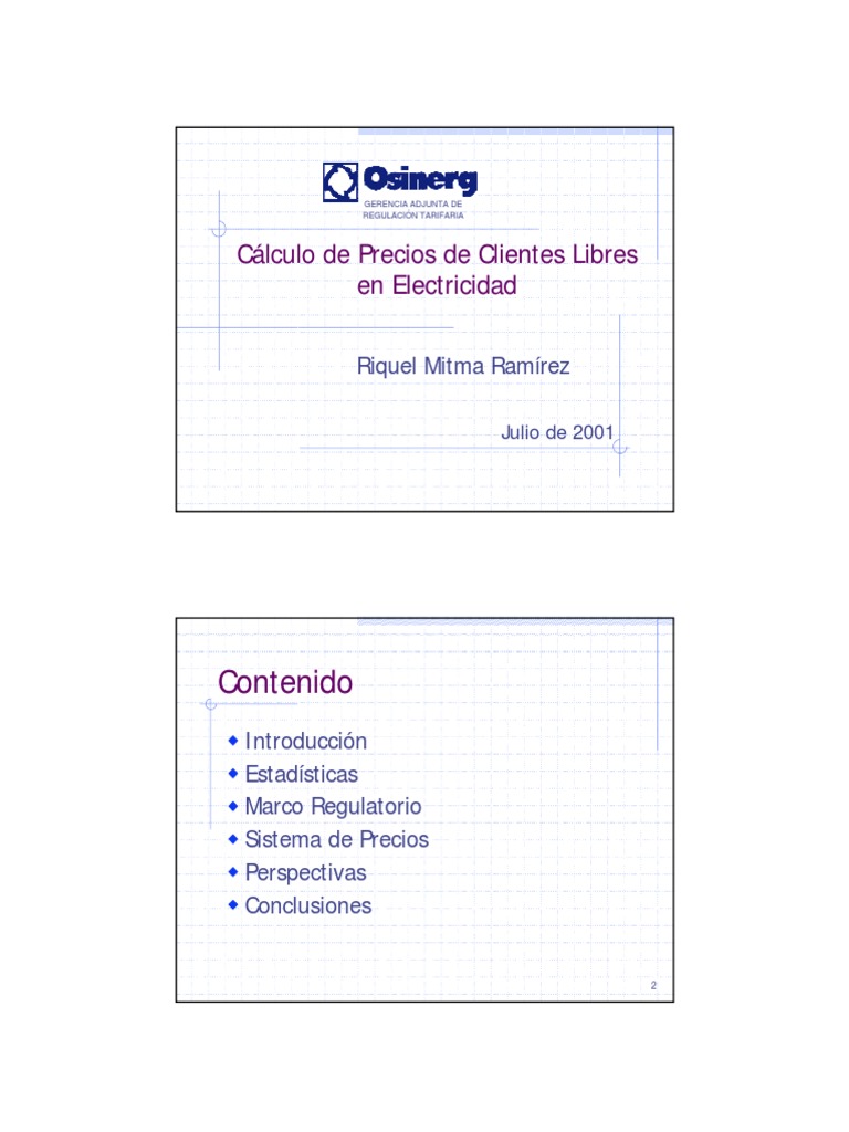 Cálculo de Precios de Clientes Libres en Electricidad | PDF | Mercado ...