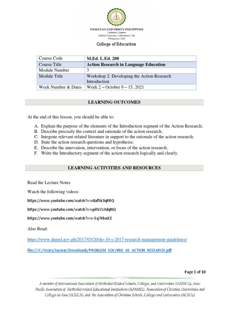 Module-4-Developing-the-Action-Research-Introduction | PDF | Teaching ...