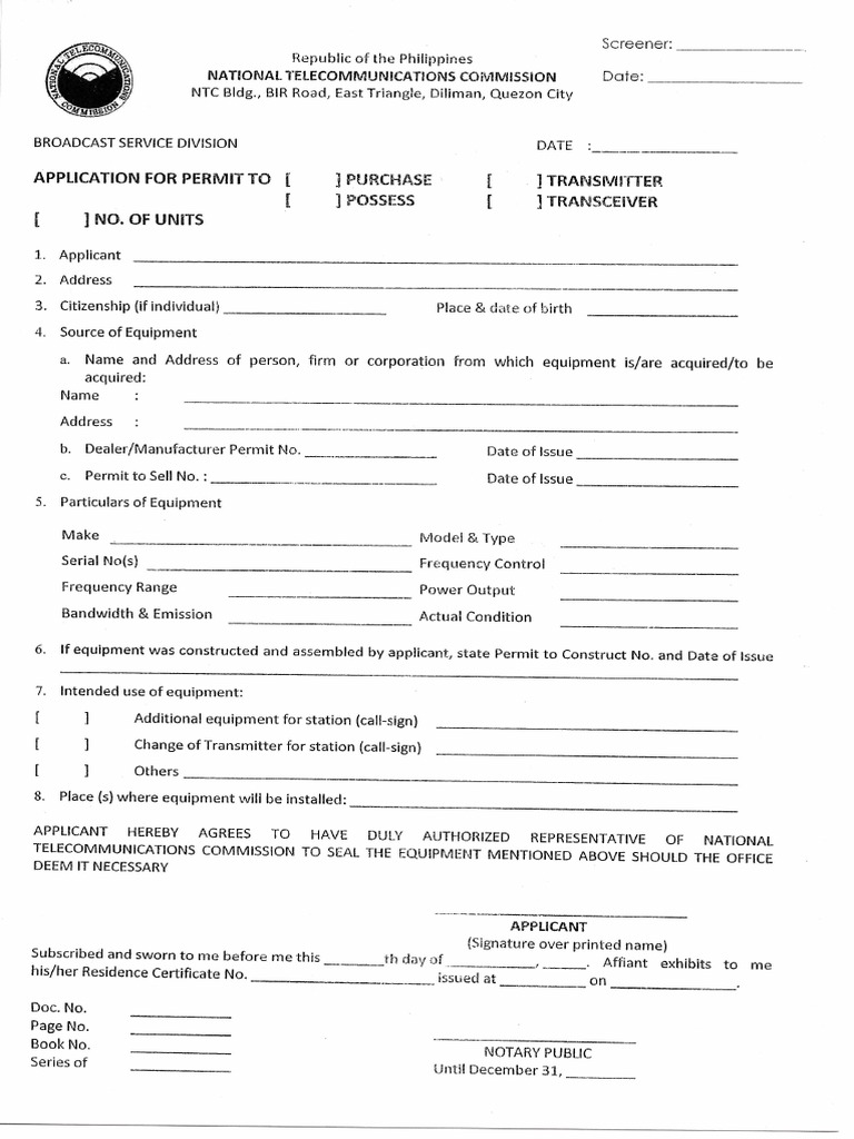 Broadcast Service Permit Application Form | PDF | Telecommunications ...