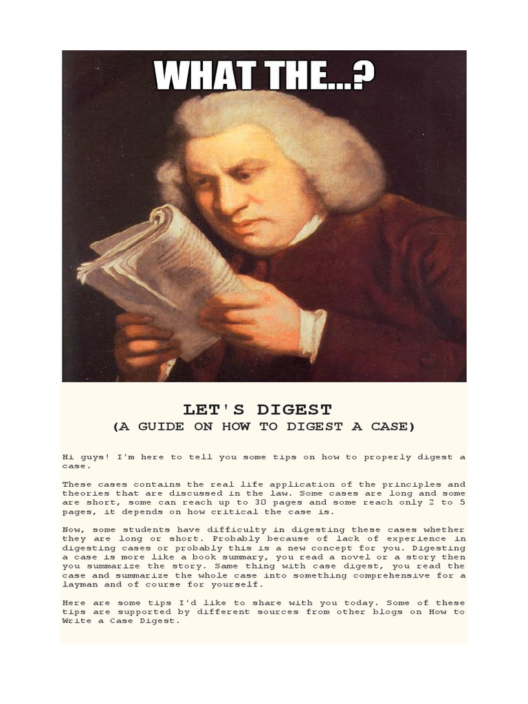 Tips On How To Make Case Digest | PDF | Private Law | Common Law
