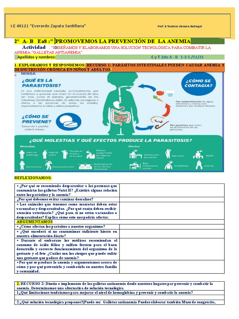 Evidencia Sem 34 EDA 8 Alimentos Que Contienen Hierro 26 CT 2° | PDF ...