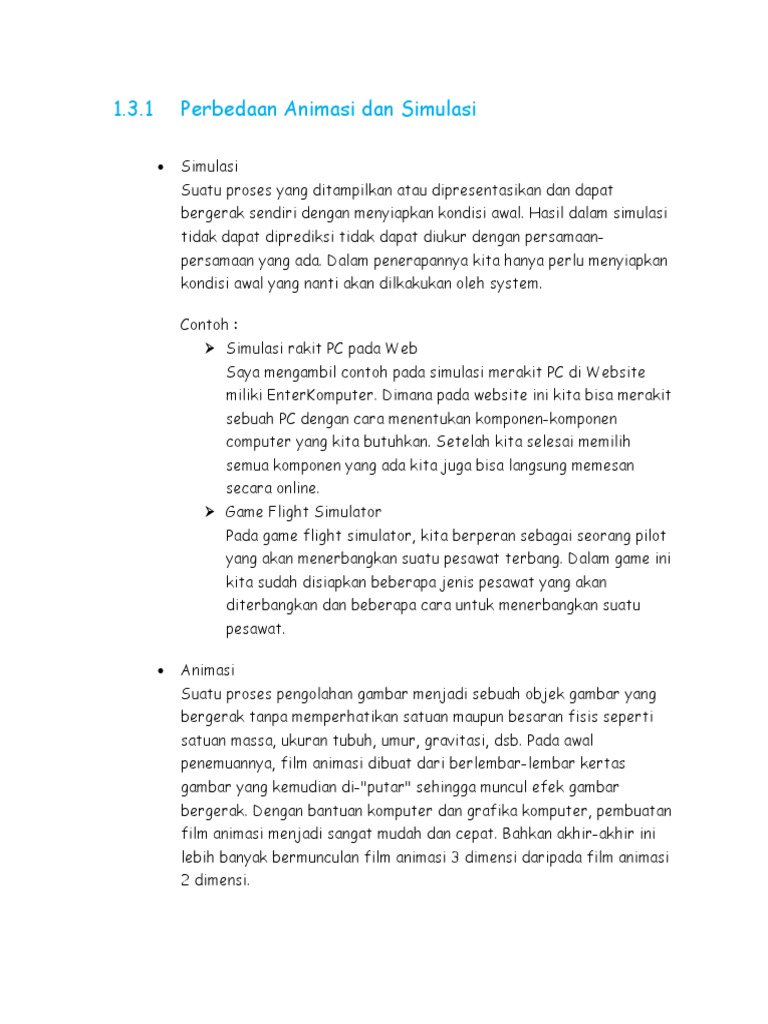 Perbedaan Animasi Dan Simulasi | PDF
