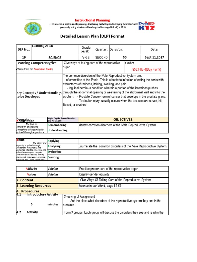 Detailed Lesson Plan (DLP) Format: Instructional Planning | PDF ...