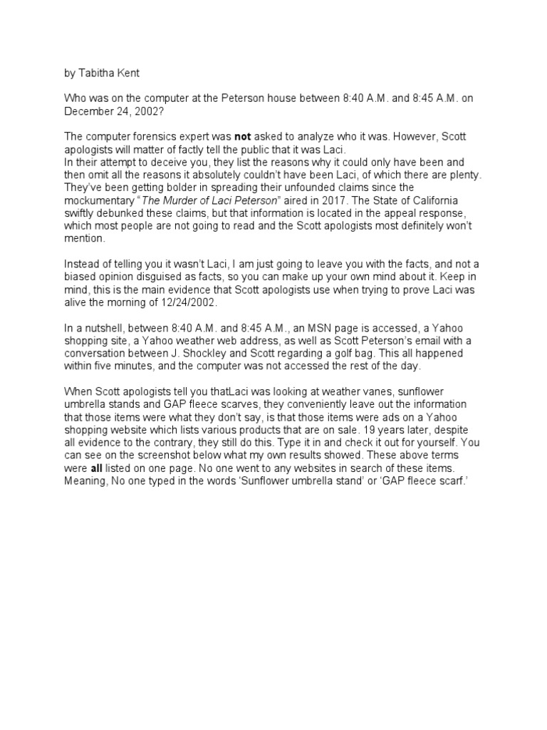 Scott Peterson - Evidence That Laci Didn't Use The Home Computer by ...