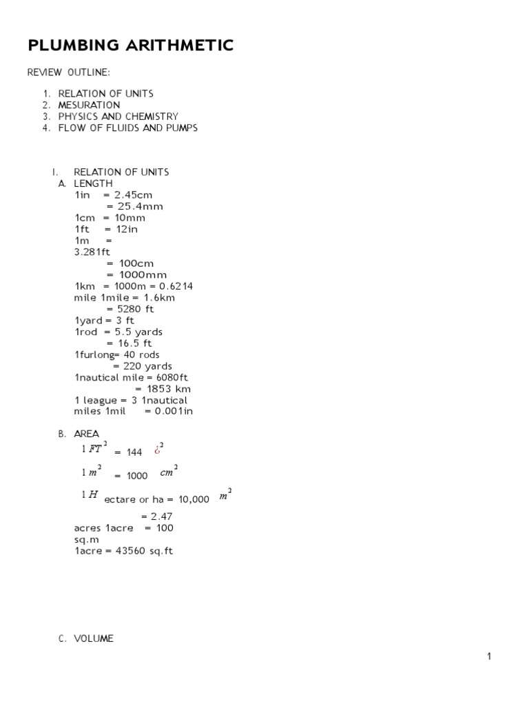 PDF Plumbing Arithmetic | PDF | Area | Pressure