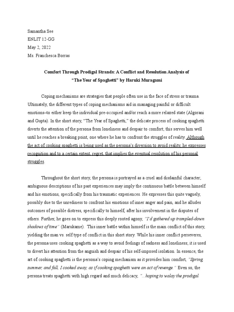 Comfort Through Prodigal Strands: A Conflict and Resolution Analysis of ...