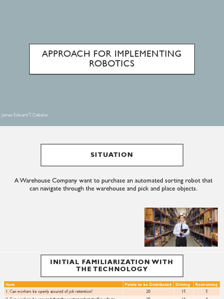 Approach For Implementing Robotics (Dabalos) | PDF | Robot | Robotics