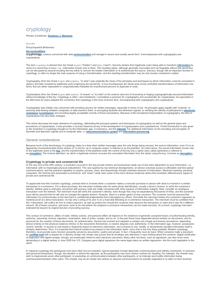 Cryptology Pdf Cryptography Cipher