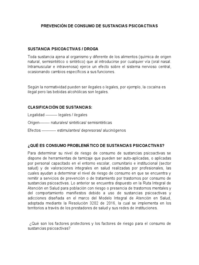 Prevención de Consumo de Sustancias Psicoactivas | Descargar gratis PDF | La dependencia de ...