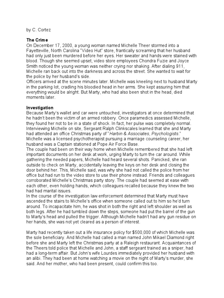 The Michelle Theer Case by C. Cortez For CrimePiper | PDF | Prison ...