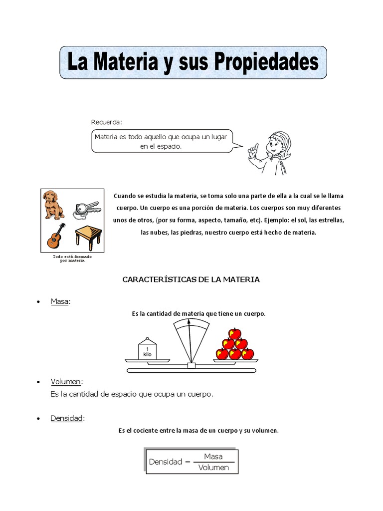 Ficha La Materia y Sus Propiedades para Quinto de Primaria | PDF | Moléculas | Importar