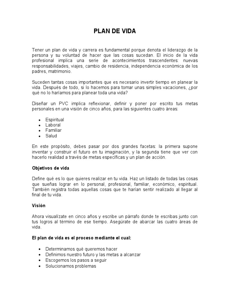 Plan de Vida | PDF | Toma de decisiones